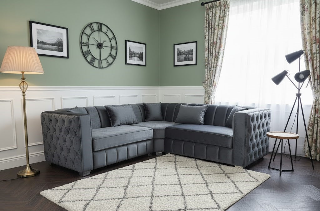 Cobalt Lounge Corner Sofa In Plush Velvet Fabric – ark future